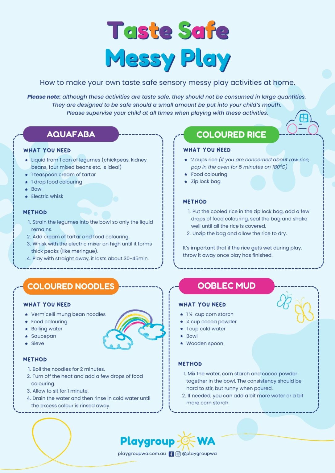 Activity Sheets - Playgroup WA